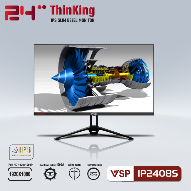 Màn hình VSP IP2408S 24 inch chuẩn IPS full viền. Mới 100%